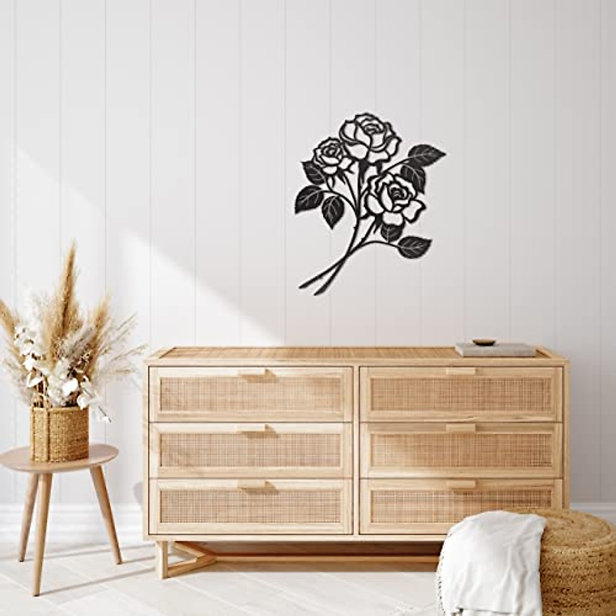 Vivegate Rose Wall Decor Black Metal Art - Rose Flower Wall Decor Black Metal Wall Decor for Living Room Giant Roses (Medium - 15"X11.5")