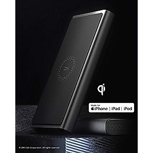 ZMI LevPower M10 MFi & Qi Certified USB PD Portable Charger with USB-C & Lightning Ports, Wireless Power Bank Compatible with iPhone 14/13/12/11/Pro/Max/X/XS/XS Max/8/8 Plus & iPad