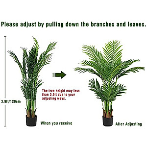 VIAGDO Artificial Kentia Palm Tree 4ft Tall Fake Palm Tree Decor with 15 Trunks Faux Tropical Palm Silk Plant Potted Dypsis Lutescens Plants for Modern Home Office Floor Corner Decor Indoor, 2 Pack