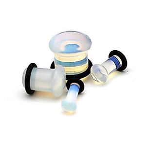 Organic Opal / Opalite Stone O-ring Gauges / plugs / Tunnels 2 Pieces (1 Pair) (A/2/2/28) (9mm)