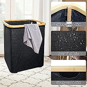 Black Laundry Basket with Wheels - 79L Laundry Hamper with Removable Laundry Bag, Foldable Easy Carry Handles Dirty Clothes Hamper for Laundry Room, Bedroom, Toys Storage Organizer