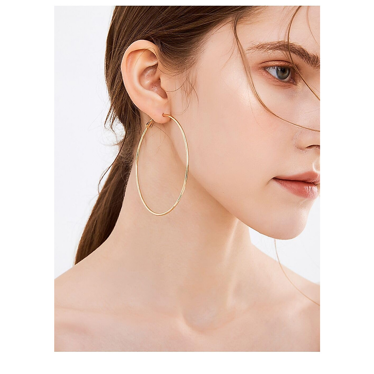 Cocadant Big Gold Hoop Earrings for Women,3 Colors Large Thin 60mm Silver Hoop Earrings Set Stainless Steel 14K Gold Plated with Hypoallergenic Sterling Silver Post