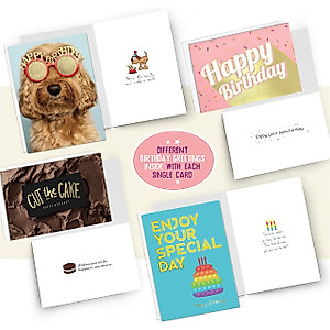 easykart labels 24 Unique Birthday Cards Assortment with Greetings Inside. For Businesses and Individuals, 4X5.5 Inch Assorted Foiling Cards with Envelope with Sealing Stickers