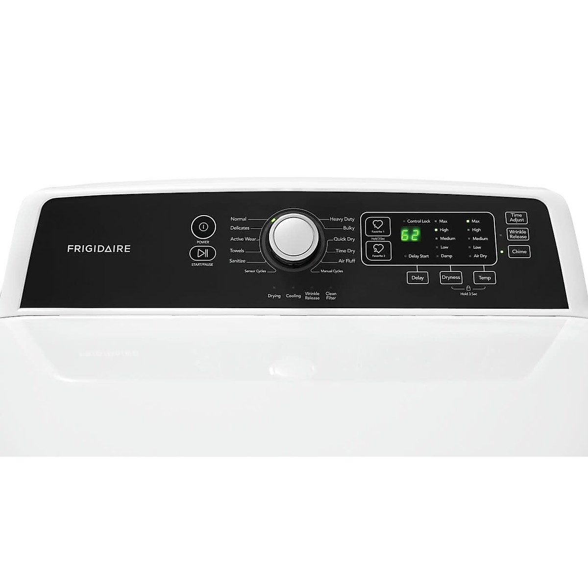 Frigidaire FFRG4120SW 6.7 cu. ft. Large Capacity Free Standing Gas Dryer, 10 dry cycles, Quick Dry, Active Wear, Sanitize, Eco Dry, Anti-Wrinkle, Reversible Door option, in White