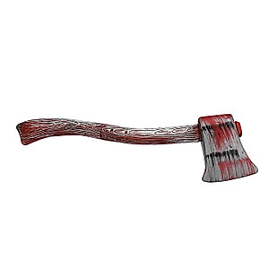 Nicky Bigs Novelties Adult Fake Plastic Bloody Axe Prop - 3 Piece Long Axe Handle Lumberjack Costume Halloween Decoration
