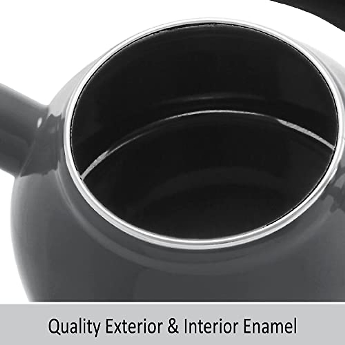 Chantal Enamel on Steel Whistling Teakettle, 1.6 quart, Onyx