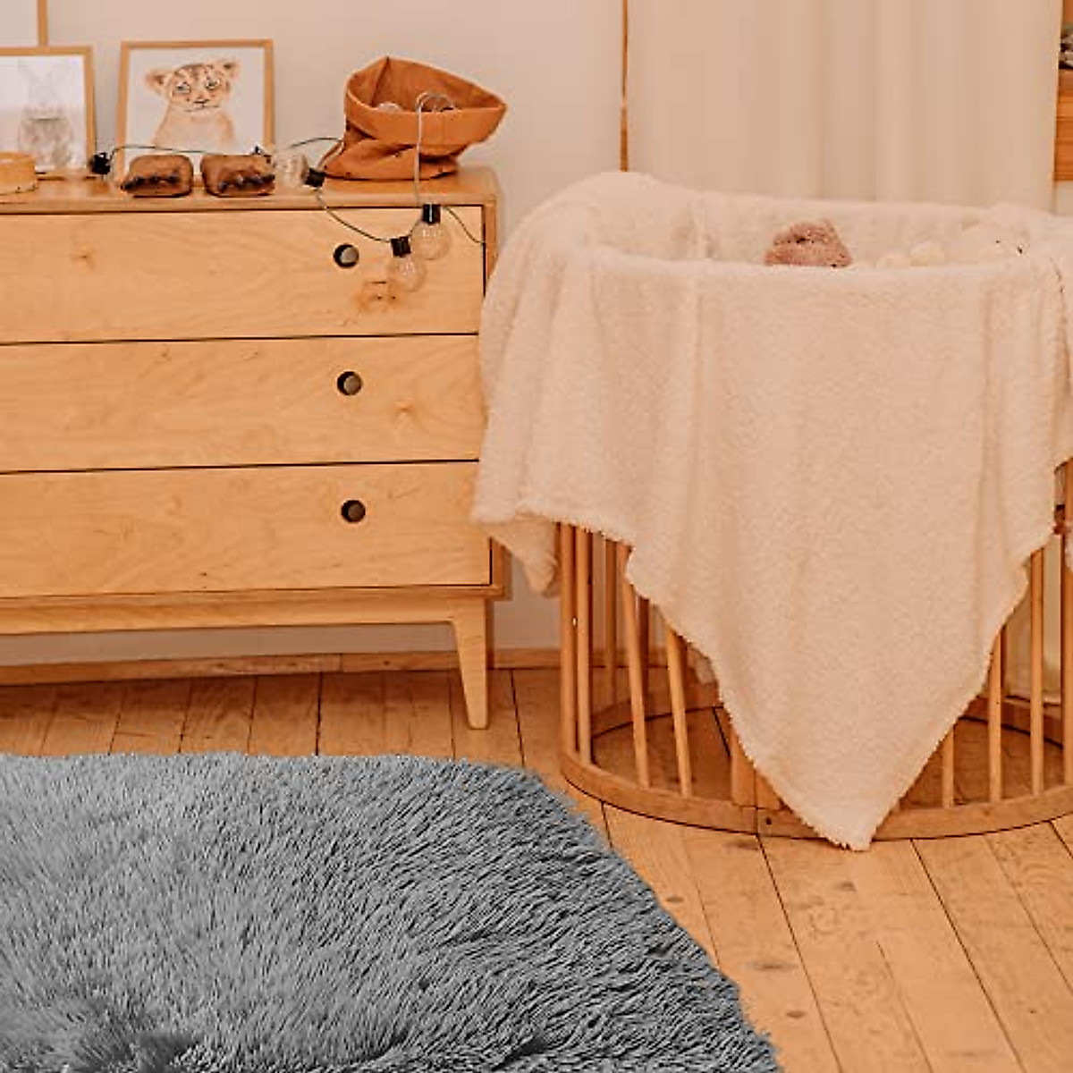 TTLOJ Rectangle Rug, Area Rug for Kids Play Tent, Mat Pad for Kids Playhouse for Nursery Baby Room, Children Room Home Decor Dormitory Soft Velvet 50.5" Lx38.5 W Gray