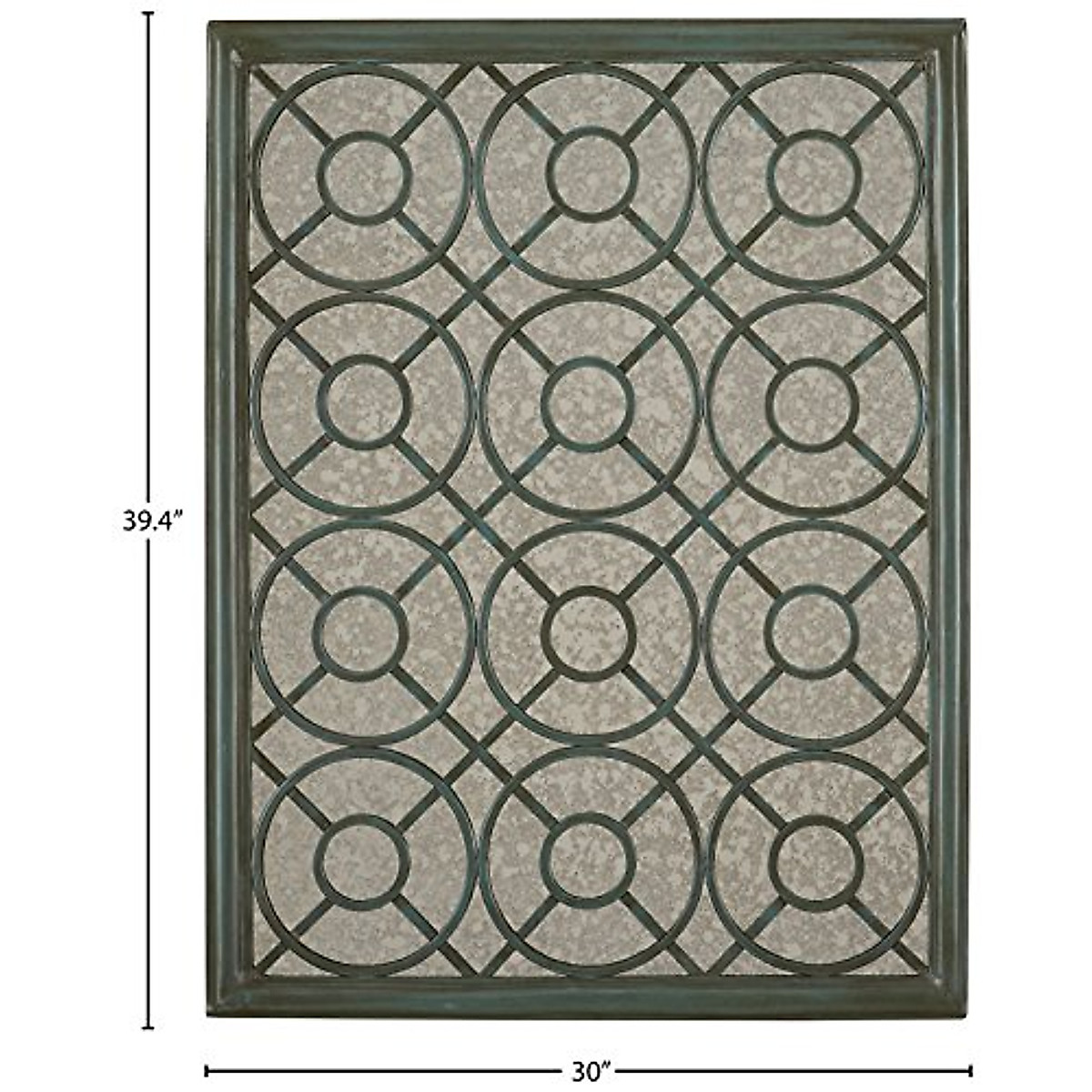 Amazon Brand – Stone & Beam Iron Latticework Decorative Hanging Mirror Wall Art, 39.4 Inch Height, Verdi Green