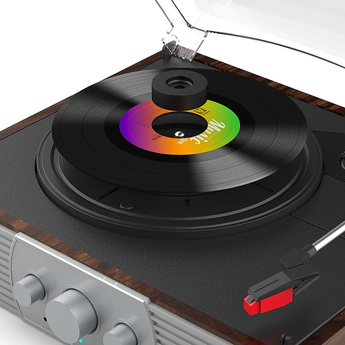 DIGITNOW 45 RPM Adapter, for 7 Inch Vinyl Record Players and Technics Turntables, Solid Aluminum Dome 45 Adapter (Black