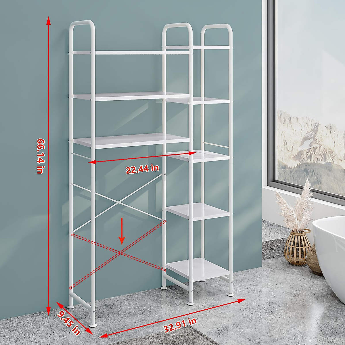 Dazioter Over The Toilet Storage Bathroom Organizer Shelf Freestanding Space Saver with Toilet Multifunctional Rack (White)