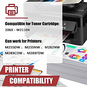 Replacement W2110X Toner Cartridges Compatible for HP 206X W2110X 206A Toner Cartridge Work for HP Laserjet Pro M255DW M255NW M282NW M283CDW M283FDW Printers