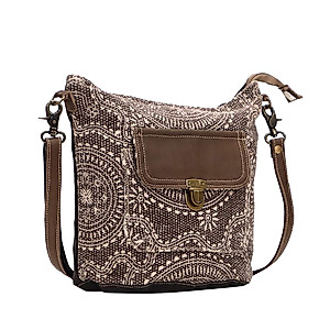 Myra Bag Indigo Upcycled Canvas & Leather Shoulder Bag S-1451