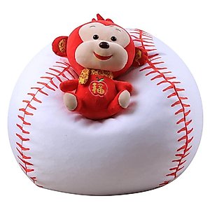 shenruifa Storage Bean Bag Chair 18 Inch Beanbag Cover with Zipper for Kids Plush Toys Game Play (baseball)