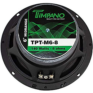 Timpano 6.5 Inch Midrange Speaker TPT-M6-8, 200 Watts Max Power, 70 Watts RMS, 8 Ohm Mid Range Loudspeaker, OEM Replacement Car Speaker (Pair)