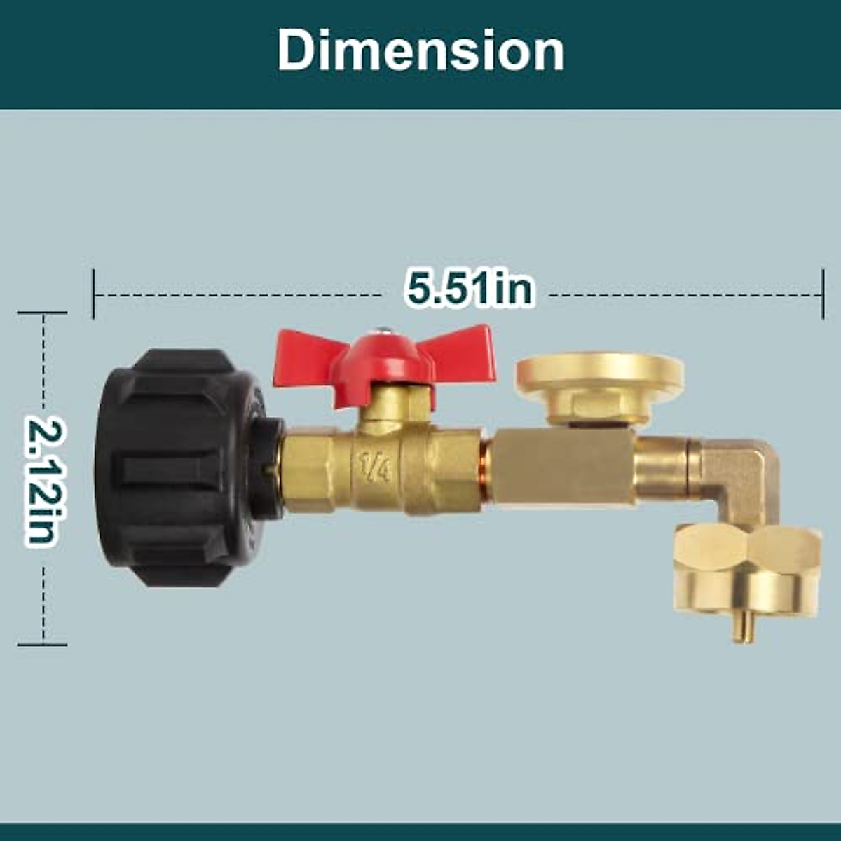 GASPRO Upgraded Propane Refill Adapter with Valve and Gauge, Fill 1 lb Bottles from 20 lb Tank, 90-Degree Elbow Design, Easy to Use, Solid Brass