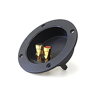 Absolute USA RST-450 4-Inch Round Gold Push Spring Loaded Jacks Double Binding Post Speaker Box Terminal Cup