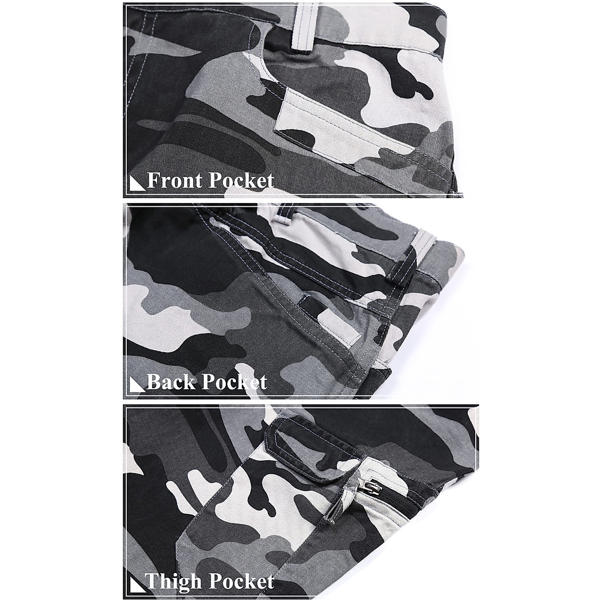 APTRO Men's Cargo Pants Camo Casual Work Military Tactical Pants Gray Camo 34