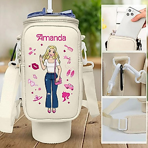 Gossby Personalized Custom 40oz Tumbler Pouch Ver 2 - Curvy Stainless Steel Cup Reusable Insulated Coffee Mug,Keep Hot/Cold,Travel Water Bottle with Holder for Travel Home, Office