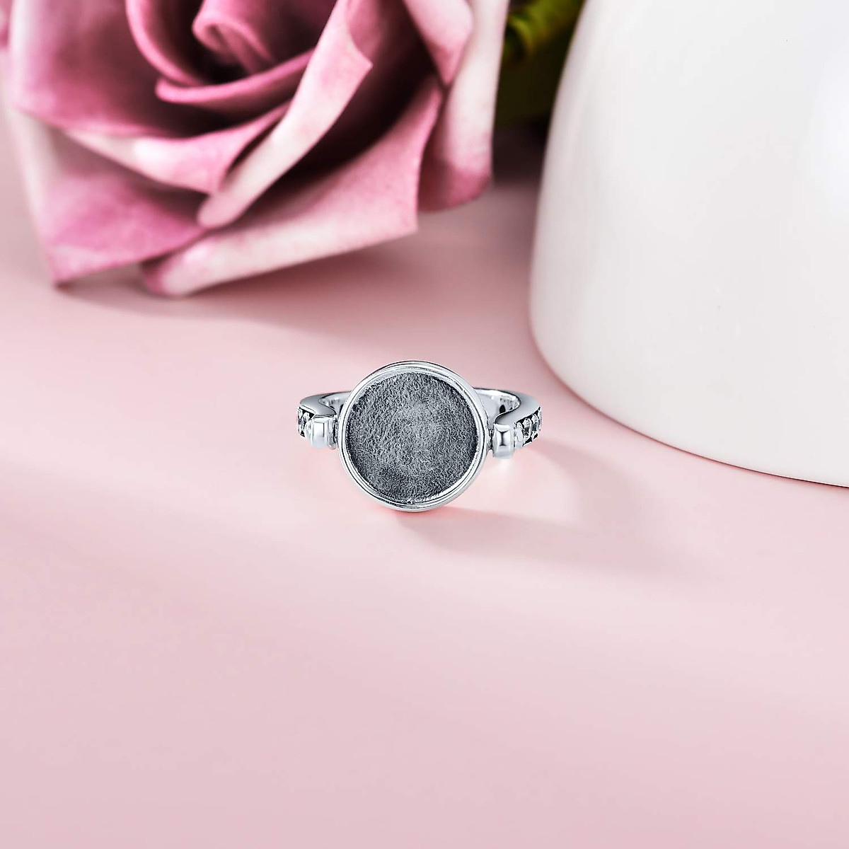 LONAGO Personalized Photo Ring 925 Sterling Silver Heart & Infinity Custom Image Picture Band Ring for Women Mom (6)