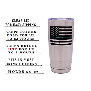 Rogue River Tactical Thin Green Line Flag Large 20 Ounce Stainless Steel Travel Tumbler Mug Cup Military Federal Law Enforcement Border Patrol Game Warden Park Ranger