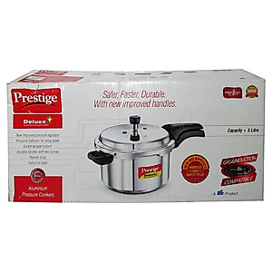 Prestige Deluxe Plus Aluminum Pressure Cooker, 5 Liter