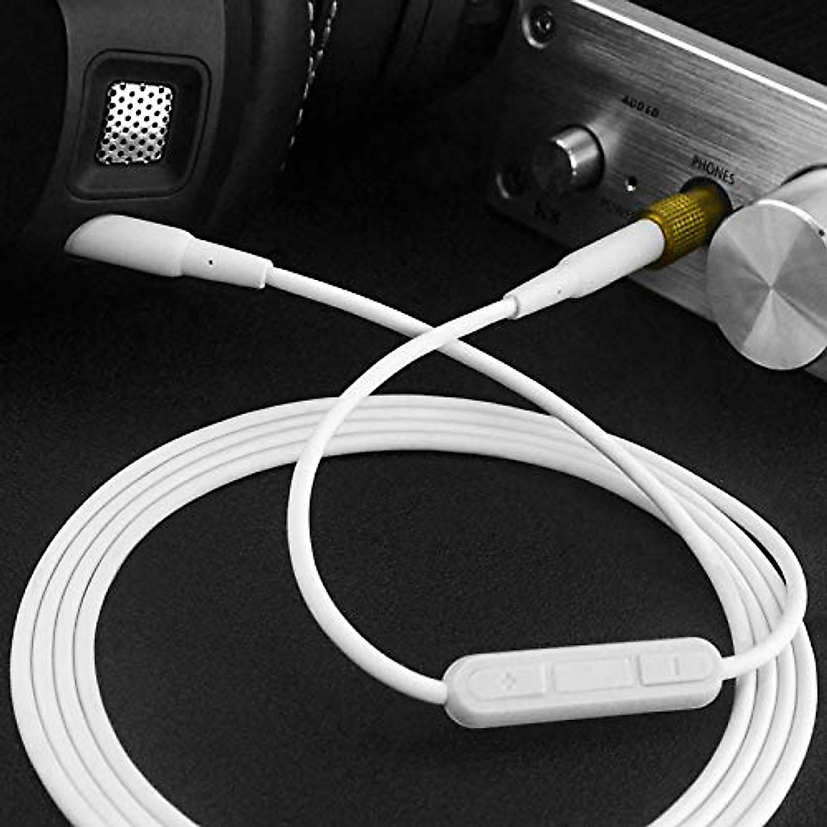 Geekria QuickFit Audio Cable with Mic Compatible with Skullcandy Hesh Evo, Crusher Evo, Hesh 3 Cable, 3.5mm Aux Replacement Stereo Cord with Inline Microphone and Volume Control (6 ft/1.7 m)