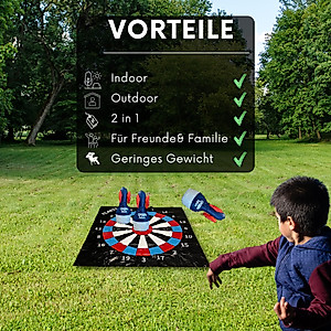 Giggle N Go Outdoor Games for Kids, Adults & Family - The Original Flarts Floor and Yard Darts Game with Inflatable Pins, Lawn Pegs and Mat - Monster Theme, Easter Basket Stuffers Gifts for Kids