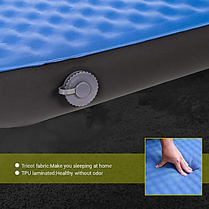 Royalgarden Self-Inflating Sleeping Pad, Air Foam Double Camping Pads, 80"×52"×4" Queen Size Camping Mattress, Memory Foam Pad with Solid Foam and Soft Touch, All Season, for Home, Car, Camping Blue