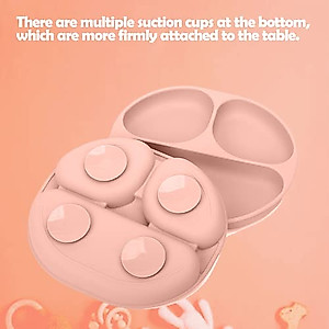 Tiny Tots - Baby Led Weaning Supplies - Feeding Essentials - Baby suction paltes & supplies: Bib, Suction Bowl & Suction Plate, Collapsible Cup, and Utensils - Easy to use feeding set (Pink)