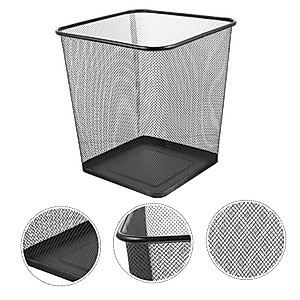 Cabilock Garbage Can Containers with Lids Garbage Container Bin Trashcan for Your Kitchen Basket Bins Lightweight Trash Garbage Bin Bedroom Mesh Trash Can Small Trash Can Bucket Black Iron