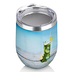 silichee 12 Oz Stainless Steel Wine Tumbler with Lid Cocktail Glasses Pool Beach Side Mojito Insulated Tumblers Vacuum Coffee Mugs for Hot and Cold Wine,Drinks,Coffee