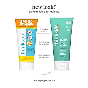 Thinksport Kids SPF 50+ Mineral Sunscreen – Safe, Natural Sunblock for Children - Water Resistant Sun Cream – Broad Spectrum UVA/UVB Sun Protection – Vegan, Reef Friendly Sun Lotion, 6oz