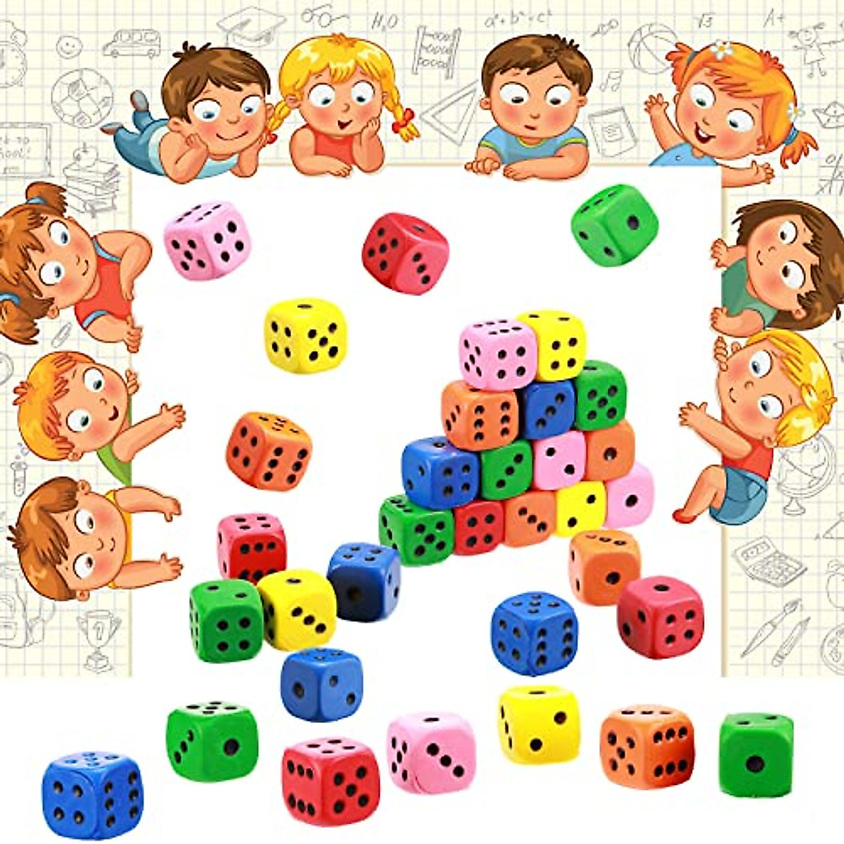 36 Pieces Foam Dice Colorful Dice Cubes Block of Dice with Number Dots for Boy Girl Over 6+, Building, Educational Toys, Math Teaching, Pastime, Party Favors and Classroom Supplies