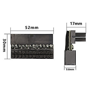 ATX 24Pin 90 Degree Adapter,Motherboard 24Pin Male to 24Pin Female 90 Degree Extension Connection for Mainboard Right Angle Connector for Desktop PC Power Supply