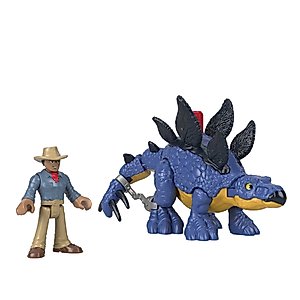Fisher-Price Imaginext Jurassic World Dinosaur Toy Stegosaurus & Dr. Alan Grant Figure Set for Pretend Play Preschool Kids Ages 3+ Years