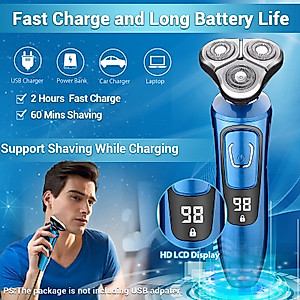 iwoole Electric Razor for Men,Electric Shavers for Men Wet Dry,Rechargeable Mens Electric Shavers Razor Man Shaving Blue