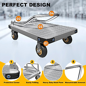 Folding Platform cart Dolly cart Push Cart Dolly Moving Platform (1500 LBS Small(27X19INCH))