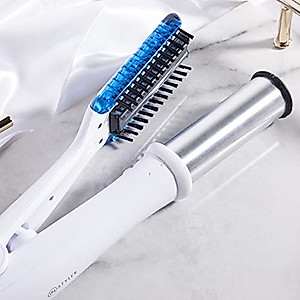 InStyler Max Prime Wet To Dry 1.25" White 2-Way Professional Tourmaline Ceramic Rotating Iron with Ionic Bristles - Dry, Straighten, Style & Curl Hair - Four Heat Settings - Automatic Shut Off