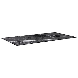 ULUYYUC Table Top,Living Room Tables Kitchen Table Dining Table Suitable Suitable for Kitchen Room,Dining Room,Living Room Black 47.2"x25.6" 0.3" Tempered Glass with Marble Design