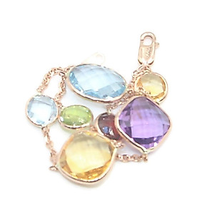 Sophia Fine Jewelry Multi-Color Gemstone Bracelet,14k Rose Gold 7" Long