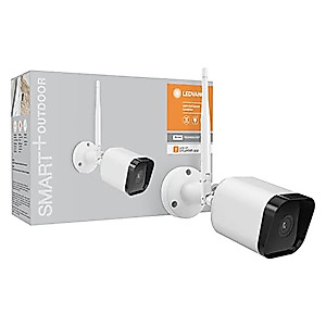 LEDVANCE WiFi Smart Outdoor Camera, HD Video, Motion and Sound Detection, Compatible with Alexa and Google, Weatherproof, White - 1 Pack (75830)
