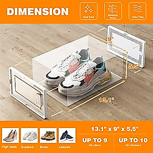 Fixwal 15 Pack Large Capacity Shoe Organizer Storage Boxes Foldable Shoe Storage Containers Clear Plastic Stackable Shoe Storage Bins for Closet, Space Saving