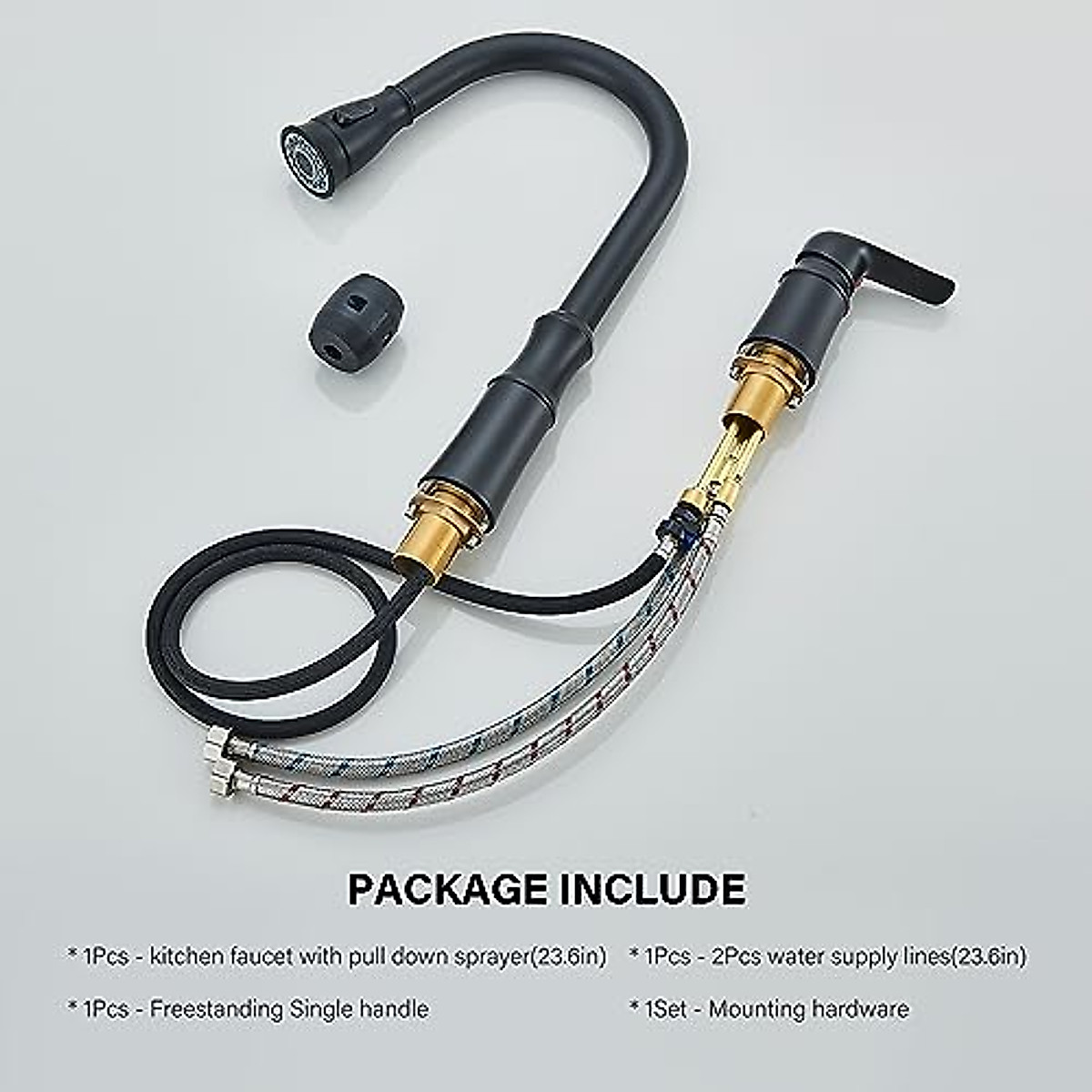 Oulantron High Arc Pull Down Sprayer Kitchen Faucet Single Handle Kitchen Faucets 2 Hole Matte Black Commercial Kitchen Sink Faucet Pull Out Kitchen Sink Faucet