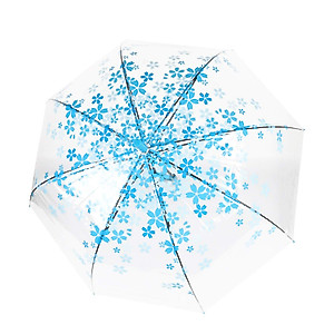 ThreeH Clear Cherry Umbrella Auto Open Transparent Windproof for Kids or Outdoor Weddings 32 Inches Diameter,KS11 Blue