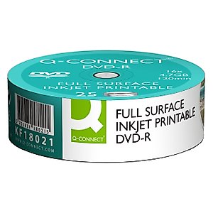 Q Connect 16 x 4.7 GB Inkjet Printable DVD-R Disc (Pack of 25)