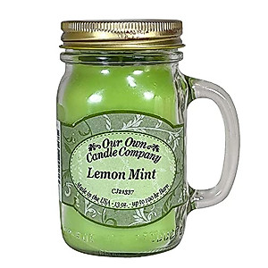 Our Own Candle Company Lemon Mint Scented 13 Ounce Mason Jar Candle