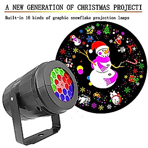 Holygloomy Christmas Projector Lights Outdoor, Christmas Snow Projector Light with 16 HD Multi-Festival Patterns LED Christmas Outdoor Projector Lights for Holiday House Birthday Party, 6498789