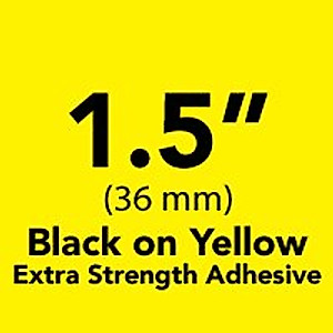 Brother 1-1/2" (36mm) Black Print on Yellow Extra Strength Adhesive P-touch Tape for Brother PT-3600, PT3600 Label Maker