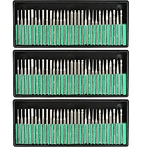 TIMESETL 90 Pcs Diamond Burr Bits Drill Kit for Engraving Carving Rotary Tool, 1/8"(3mm) Shank, for Glass, Gemstone, Metal