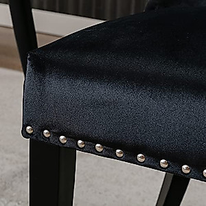 GOTMINSI Velvet Dining Chairs Set of 2, Dining Room Chairs with Nailhead Rivet Trim Design,Upholstered High Back Dining Chairs for Kitchen Dining Room Mid Century Modern Living Room Chairs，Black